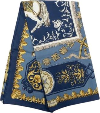 Herm&egrave;s Pre-owned Lvdovicvs Magnvs Silk Scarf - Femme - Pre-owned - Bleu - Taille: ONE Size
