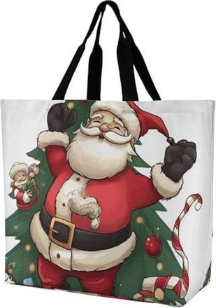Generic Joyeux No&euml;l Sac Fourre-Tout L&eacute;ger Sacs De Courses Grand Sac &Agrave; Bandouli&egrave;re Pour Plage Quotidienne Gym
