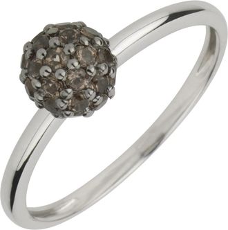 Edenly Ring Paradiesvogel - Kugel - Weißgold und Rauchquarz