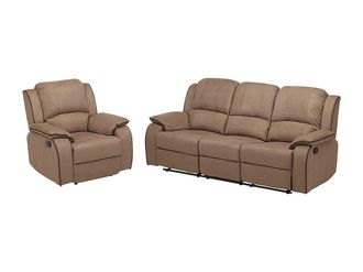 Vente-Unique Couchgarnitur Relax 3+1 - Microfaser - Taupe - Hernani