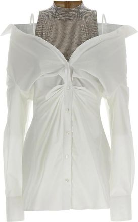 Giuseppe Di Morabito Femme, Robes, Blanc, Taille: 36 FR Mini-robe en popeline orn&eacute;e de strass