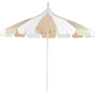 Beliani Parasol de Jardin 245 cm en Aluminium Tissu Polyester Beige et Blanc Minoa