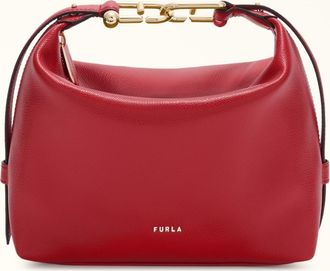 Furla Tonie Schultertasche M1 Red Rot Weiches Strukturiertes Ares Leder Damen