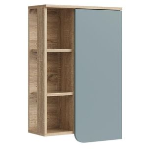 Vicco Badschrank Karen, Blau-Grau, 50 x 75 cm mit Tür und offenen Fächern