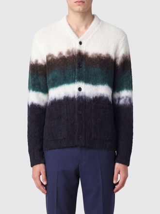 sacai Cardigan en laine &agrave; rayures multicolores avec col V et poches plaqu&eacute;es