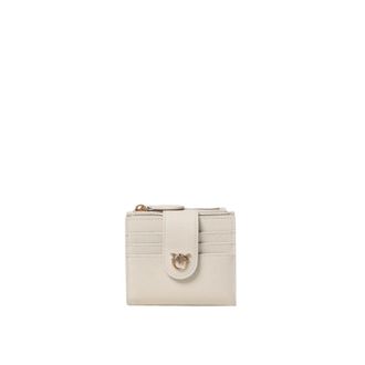 Pinko Pinko, Femme, Accessoires, Blanc, Taille: ONE Size Portefeuille en cuir pour cartes