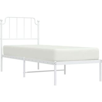 vidaXL Bettgestell mit Kopfteil Metall Wei&szlig; 80x200 cm Vidaxl