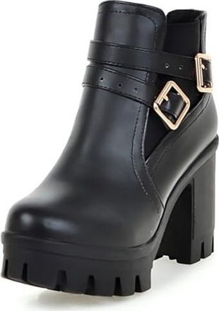 Generic Eestfy Bottines &agrave; Plateforme Femme Talons Hauts &Eacute;pais Bottes Courtes Mi Mollet avec Plateforme Imperm&eacute;able pour Soir&eacute;e et Style D&eacute;contract&eacute; Streetwear