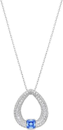 Luxenter Halskette in 925 Sterlingsilber- und Aquamarin-Zirkonia-Rhodium-Finish - Uzi