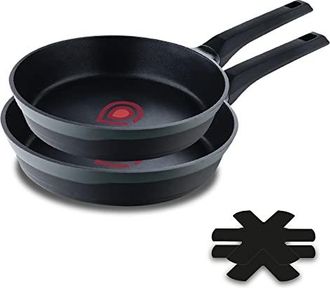 Masterpro Gastro Reeco | 2er-Set Bratpfannen mit 24 und 28 cm Durchmesser | Heatdot | Recycelter Aluminiumguss | Antihaftbeschichtung | Soft-Touch-Griff | Für a