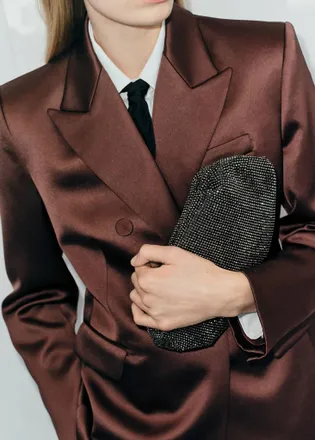 Mango Sac pochette cristaux noir - Femme - Taille unique - MANGO