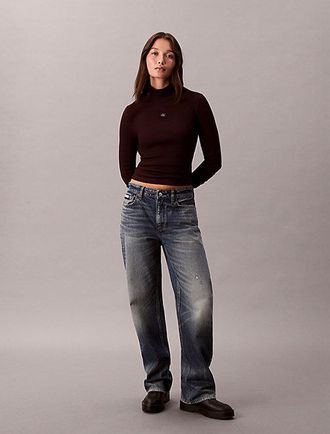 Calvin Klein Rollkragentop Aus Stretch-baumwolle - Mocha Brown - Damen - XXL