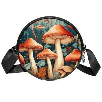 Generic Sac &agrave; bandouli&egrave;re rond rond pour femme, petit sac &agrave; bandouli&egrave;re champignon avec fermeture &eacute;clair, bretelles r&eacute;glables, d&eacute;contract&eacute; pour femmes et fill