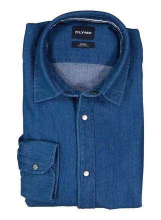 Olymp Herren Hemden blau Baumwolle