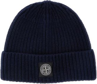 Stone Island Homme, Accessoires, Bleu, Taille: ONE Size Bonnet Beanie pour une Tête Élégante