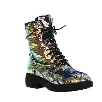 Generic JJDFW Automne Hiver Court Peluche Chaud Femmes Bottines Talon Bas Fermeture &agrave; Glissi&egrave;re Casual Chaussures D&eacute;coloration Tissu Paillettes Multicolore, V