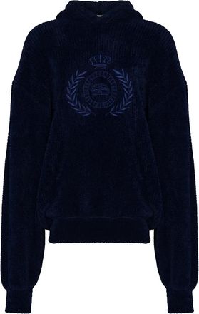 Balenciaga hoodie en polaire &agrave; logo brod&eacute; BB - Bleu