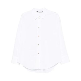Max Mara Hemd mit goldenen Kn&ouml;pfen und Logo - - Blouses & Shirts - Damen - Wei&szlig; - XS