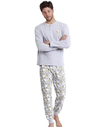 Peanuts Pyjama &agrave; manches longues Snoopy Funny pour homme, Gris - jaspe, S