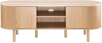 Calicosy Meuble TV 2 portes avec plateau effet travertin L140 cm - HELIOS