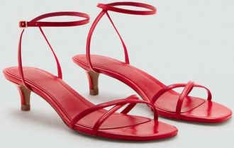 Mango Sandales lani&egrave;res crois&eacute;es rouge - Femme - 35 - MANGO