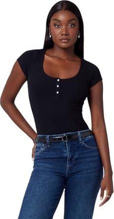 Guess Guess Short Sleeve Karlee Jewel Henley Chemise, Noir Profond, Taille XS Femme