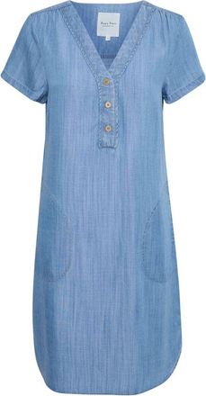 Part Two Femme, Robes, Bleu, Taille: 38 FR Robe en Denim Bleu avec Col en V