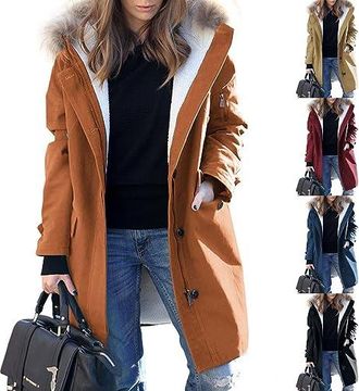 Generic Vestes doubl&eacute;es en polaire pour femme | Vestes dhiver chaudes avec col en polaire et fermeture &eacute;clair int&eacute;grale - Parka doubl&eacute;e Sherpa - Manteau de ma