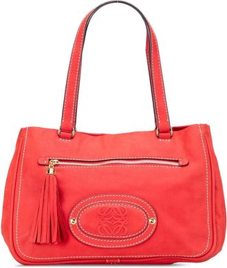 Loewe Hobo Bags - Nubuck Anagram Madrid Fringe Shoulder Bag - Gr. unisize - in Rot - für Damen