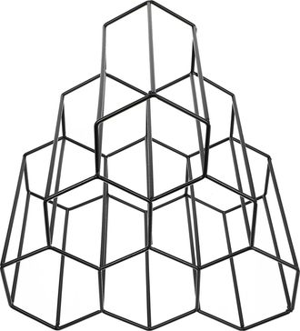 BESPORTBLE Wabenf&ouml;rmiges Freistehendes Weinregal aus Schwarzem Eisen Geometrischer Flaschenhalter f&uuml;r K&uuml;che Esszimmer und Bar Stabiles Weinst&auml;nder Display