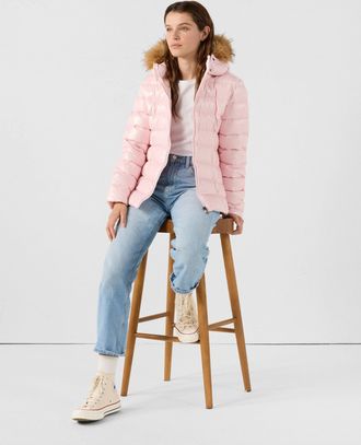 Jott Doudoune &agrave; capuche Grand Froid Rose p&eacute;tale Luxe laqu&eacute;e - Taille XS