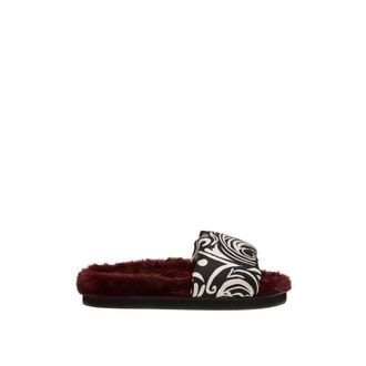 La DoubleJ Furry Sliders mit lebhaften Prints - - Shoes - Damen - Schwarzk - 37 EU