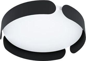 Eglo LED Deckenleuchte Valcasotto, 1 flammige Deckenlampe minimalistisch, Wohnzimmerlampe aus Metall in Schwarz, Kunststoff in Weiß, LED Schlafzimmerlampe 