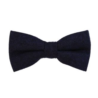 DonDon Herren Fliege 12 x 6 cm Baumwolle gebunden und längenverstellbar dunkelblau