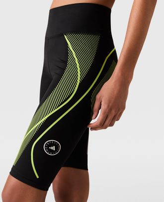 Stella McCartney TruePace Running Cycling Shorts, Woman, Black/Semi-Solar Slime, Size: XS