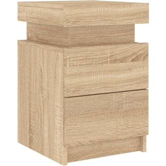 vidaXL Nachttisch mit LED-Leuchten Sonoma-Eiche 35x39x55 cm - Vidaxl