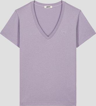 Jott T-shirt uni col V en coton Encens violet Sofia 2.0 - Taille XL