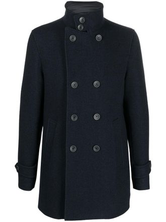 Herno manteau en laine &agrave; boutonni&egrave;re crois&eacute;e - Bleu