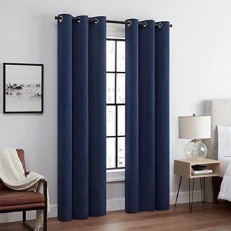 Eclipse Andover Vorhänge mit Ösen, dreifach gewebt, für Schlafzimmer, 106,7 x 241,3 cm, Marineblau