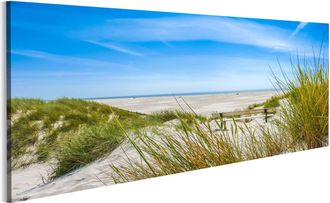 Islandburner Bild Bilder auf Leinwand schöne Dünenlandschaft und Langer Strand auf der Insel von amrum in Nordsee Schleswig Holstein Wandbild, Poster, Leinwandbild