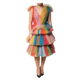 Dolce & Gabbana Stufenkleid aus T&uuml;ll in Midi-L&auml;nge - - Dresses - Damen - Mehrfarbig - S