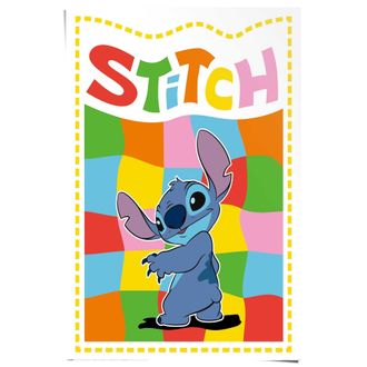 Reinders Poster, Stitch - chequered Stitch, Kinderzimmer, Poster, Wanddeko, Room Decor, 150 gr. gl&auml;nzend Bilderdruckpapier, Blau, 91,5 x 61