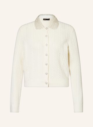 Maje Strickjacke Mit Schmucksteinen weiss