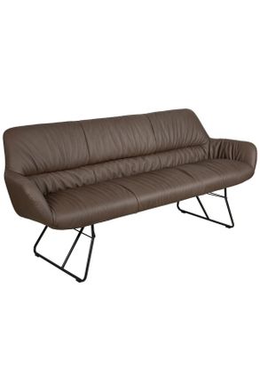 Dieter Knoll Collection Sitzbank, Braun, Schwarz, Metall, Leder, Echtleder, Rindleder, 3-Sitzer, 201.5x87x67.5 cm, Lederauswahl, mit R&uuml;ckenlehne, Esszimmer, B&auml;nke, Sitzb&auml;nke