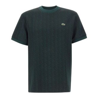 Lacoste T-shirt en jacquard monogramme - Homme - Tops - Vert - Taille: L
