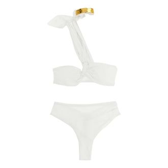 Elisabetta Franchi Femme, Maillots de bain, Blanc, Taille: 42 FR Bikini avec d&eacute;tail de bijou