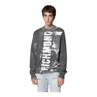 John Richmond Sweatshirt mit Rundhalsausschnitt und Vintage-Grafikdruckeffekt - - Sweatshirts & Hoodies - Herren - Grau - XL