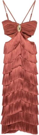 PatBo Patbo, Femme, Robes, Brun, Taille: 38 FR Amber Fringe Midi Dress