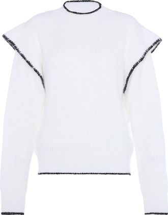 Faina Strickpullover Damen Wollwei&szlig;