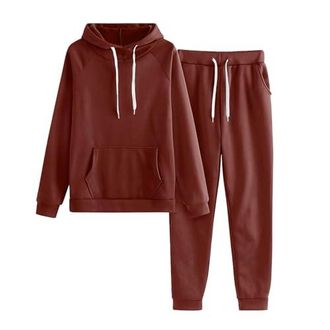 Generic Ensembles de v&ecirc;tements de d&eacute;tente pour femme - Couleur unie - Pull &agrave; col rond - Pantalon long - Tendance - D&eacute;contract&eacute; - Sweat &agrave; manches longues - Ens